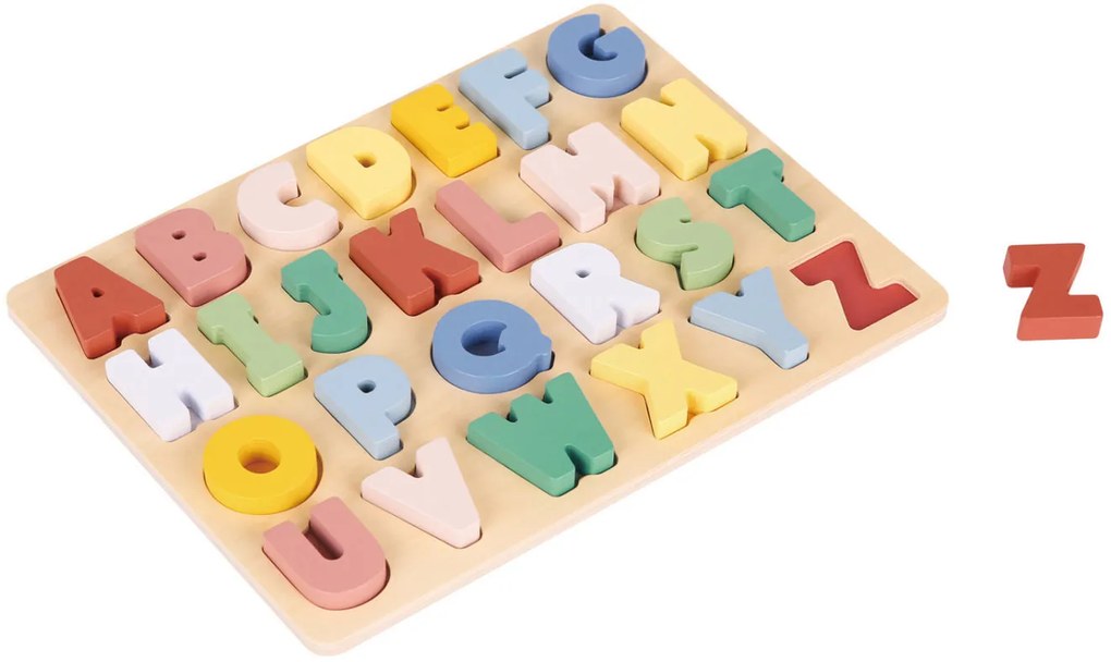 New classic toy vkládací dřevěné puzzle - barevná abeceda