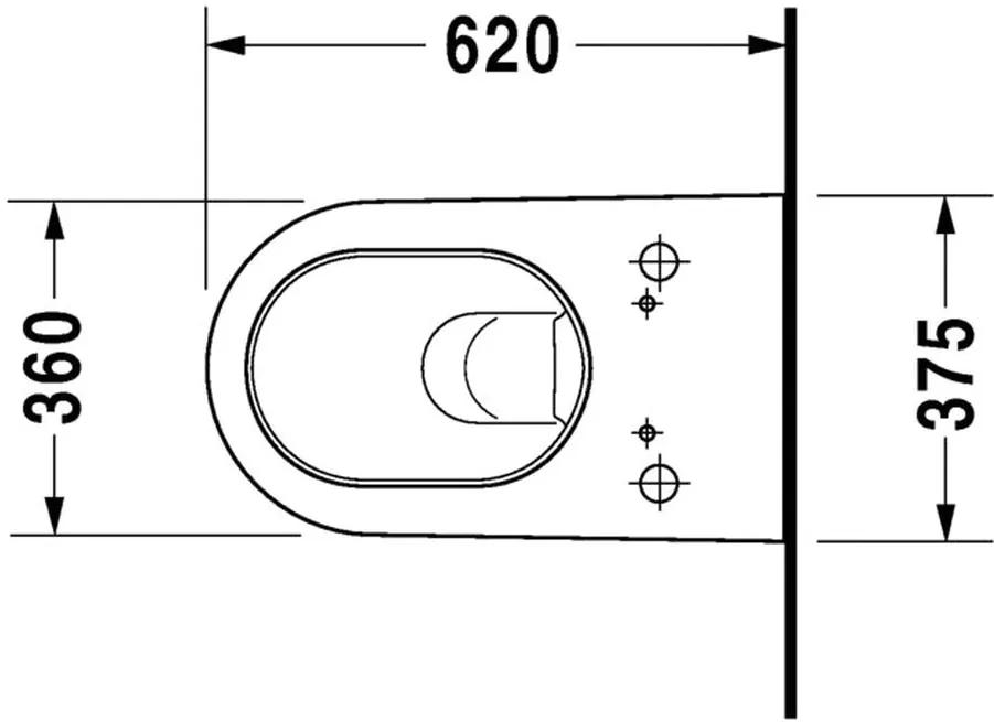 Duravit Starck 2 - závěsné WC 37,5 x 62 cm, pro Sensowash sedátka, bílé 2533590000