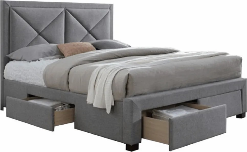 Tempo Kondela Luxusní postel s úložným prostorem, látka šedý melír, 180x200, XADRA