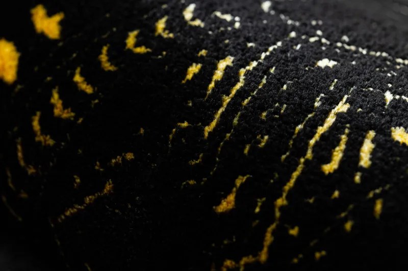 Dywany Łuszczów, Koberec běhoun Gloss 408C 86 geometric black/gold, 80x300, černá, obývací pokoj