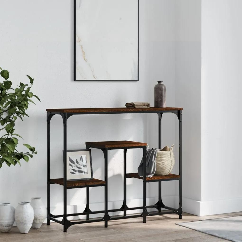 vidaXL Konzolový stolek hnědý dub 89,5 x 28 x 76 cm kompozitní dřevo