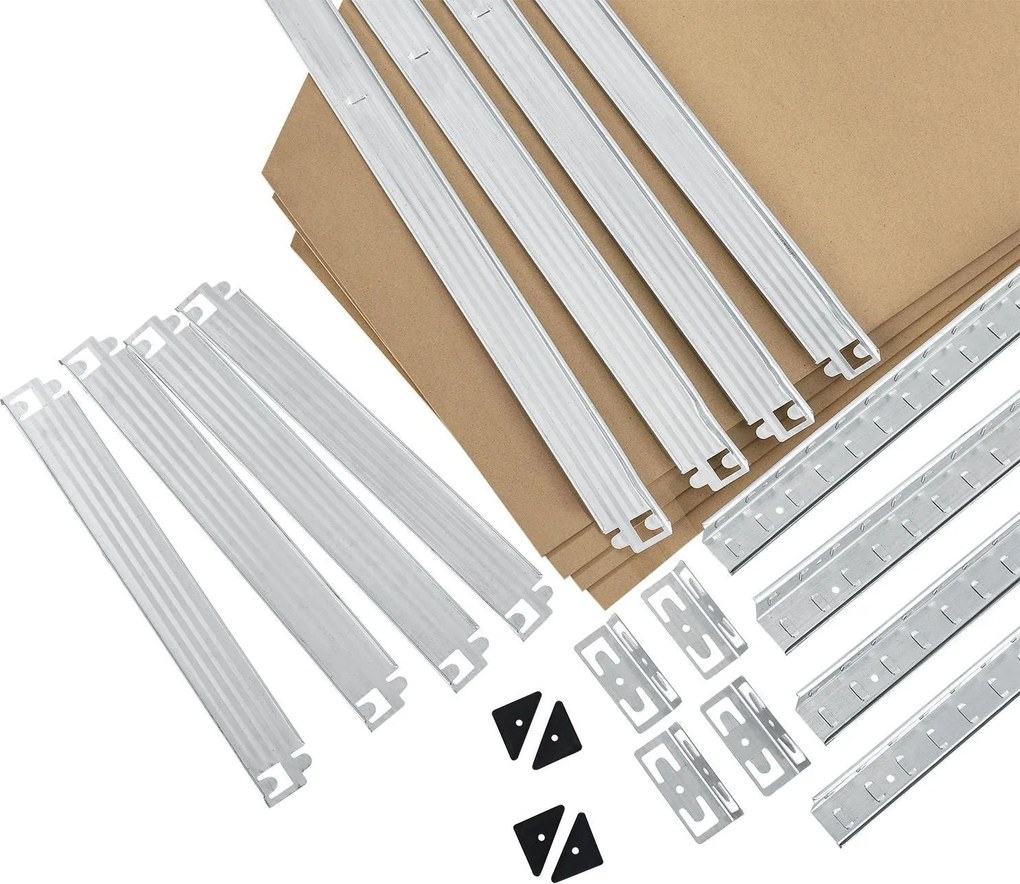 Juskys Rohový kovový regál Corner Easy 160 × 75 × 40–75 cm Barva: šedá