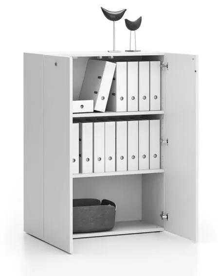 PLAN Nízká kancelářská skříňka SEGMENT, uzamykatelná, 2 police, 840 x 370 x 1140 mm, grafitová