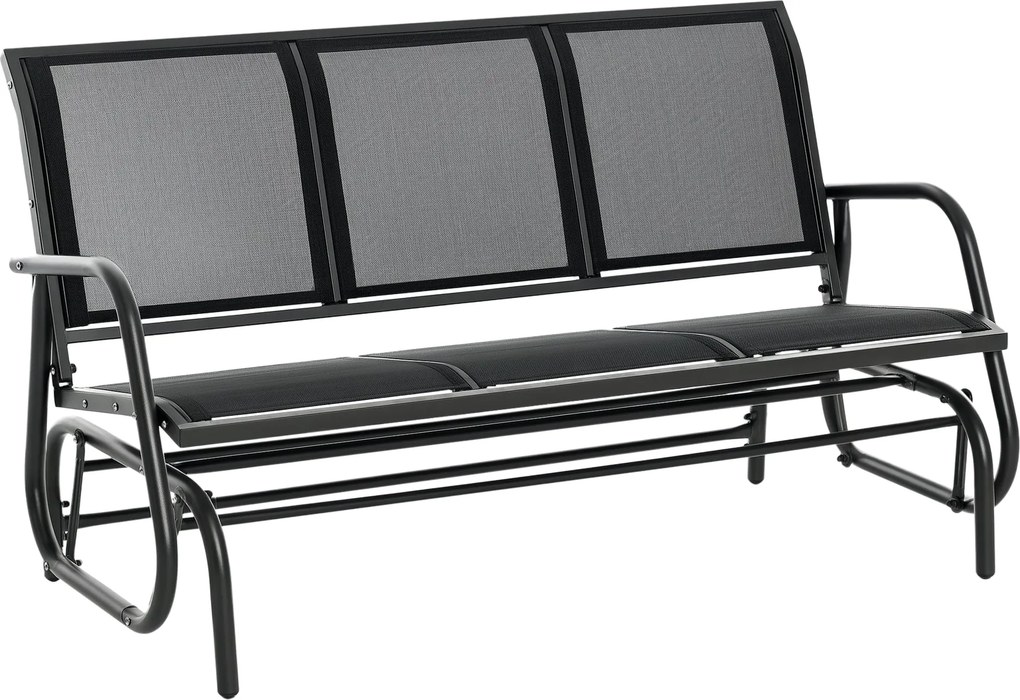 Závěsná lavice Outsunny pro 3 osoby s houpacím mechanismem, kovová zahradní houpačka, nosnost až 300 kg, zahradní nábytek pro zahradu a terasu, rozměr
