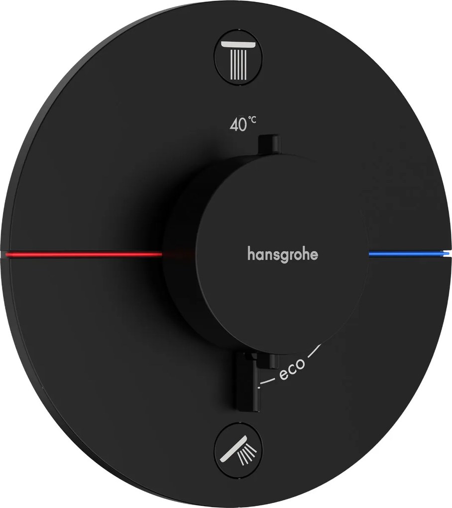 Hansgrohe ShowerSelect Comfort S, termostat pod omítku pro 2 spotřebiče, černá matná, HAN-15554670