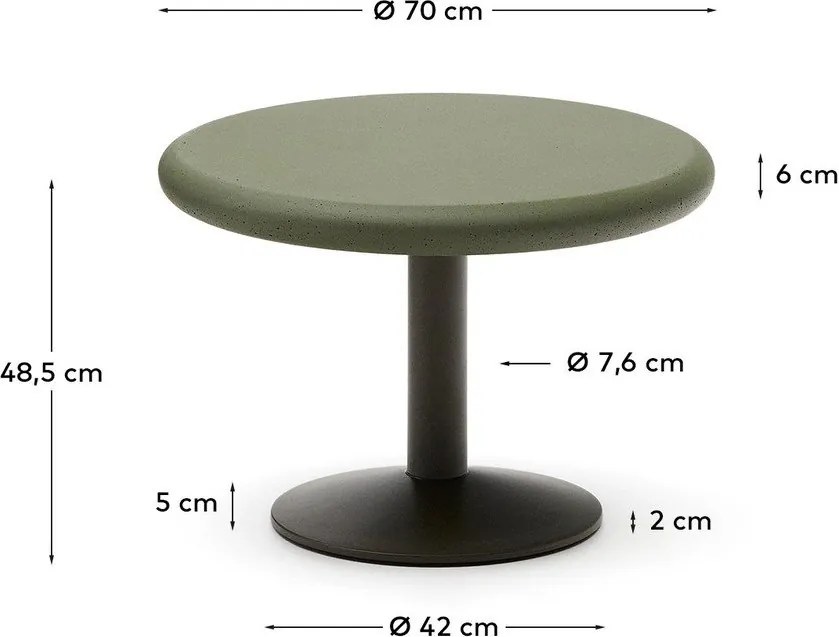 Kulatý zahradní konferenční stolek s betonovou deskou ø 70 cm Esilda – Kave Home