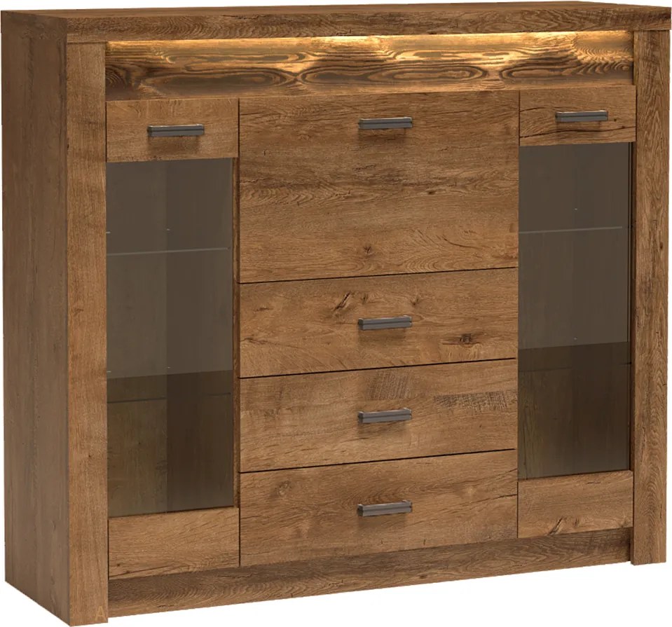 Obývací stěna INDIANAPOLIS | sestava B | 207x227 cm + stolek 120x60 cm | jasan světlý