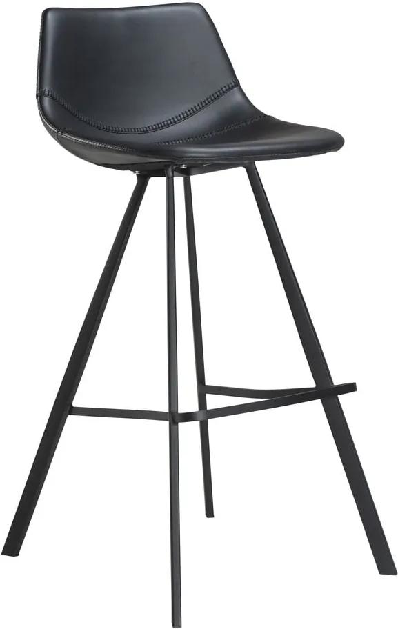 Černá barová židle z eko kůže s černým kovovým podnožím DAN–FORM Denmark Pitch, výška 98 cm