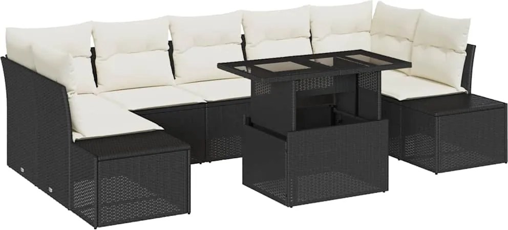 Set pohovek 8 ks Černá a krémová polyratan 3349133