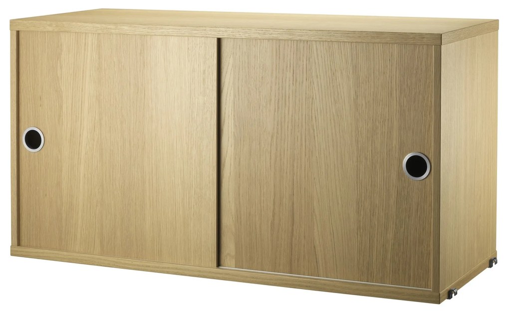 STRING Skříňka Cabinet with Sliding Doors, Oak