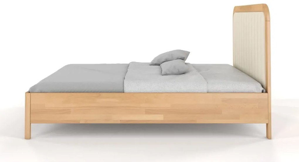Buková postel s čalouněným čelem - Modena - zvýšená,   , Buk přírodní, 140x200 cm