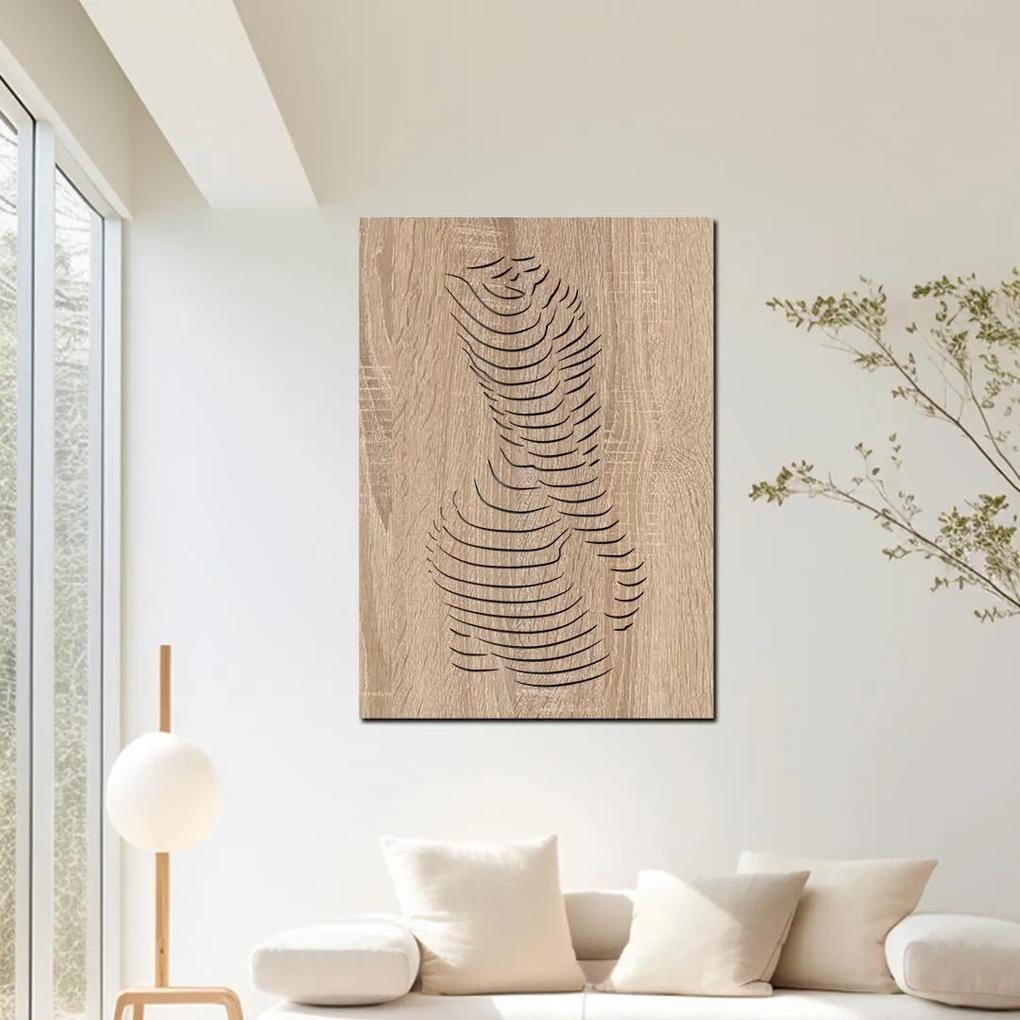 Dřevěný obraz aktu Ženské křivky Rozměry (cm): 42x60, Barevný vzor: Světlý dub