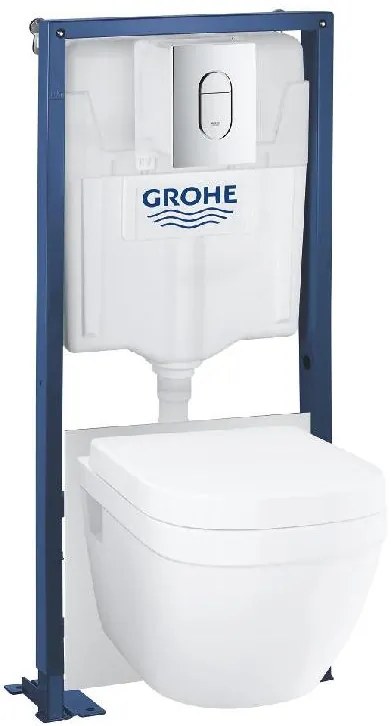 Grohe Solido - Set předstěnové instalace, klozetu Euro Ceramic a sedátka softclose, tlačítko Arena Cosmopolitan, chrom 39697000