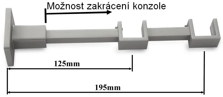 Garnýž kovová 230 cm dvouřadá - dvojitá 20x20 verona matná stříbrná