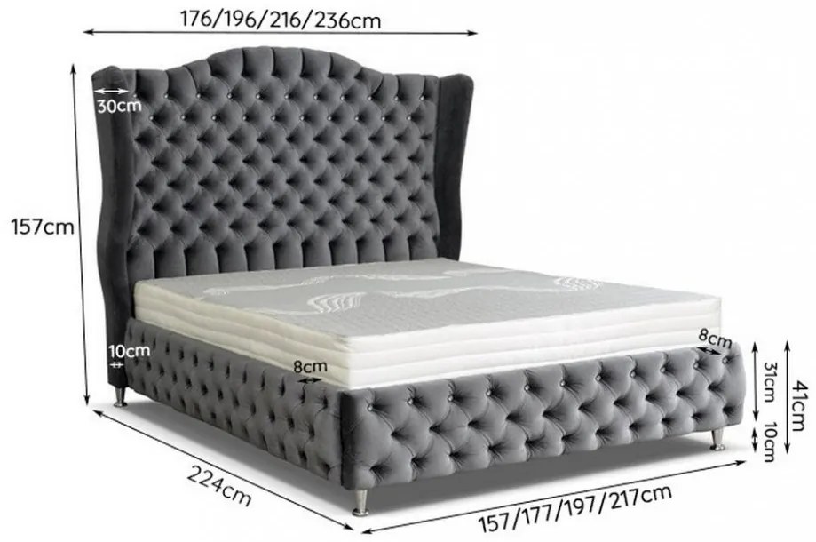 Luxusní čalouněná postel VENICE 180x200 cm Ficelle 4