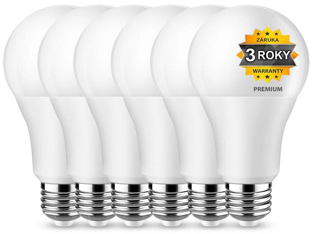 BERGE LED žárovka A60 - E27 - 10W - 800Lm - teplá bílá - 5+1 zdarma