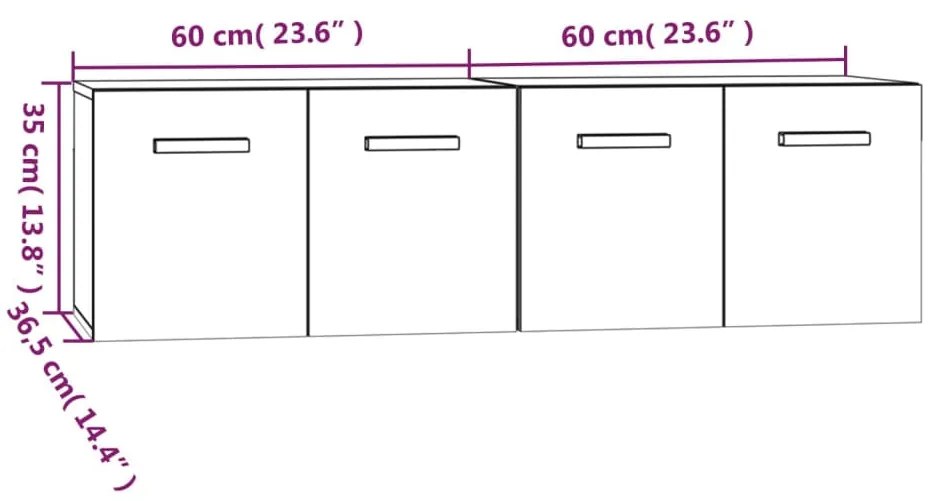 vidaXL Nástěnné skříňky 2 ks hnědý dub 60 x 36,5 x 35 cm kompozit