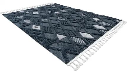 koberec SEVILLA Y499B laťková mříž, diamanty modrý střapce Berber, velikost 140x190 cm | krásné koberce cz
