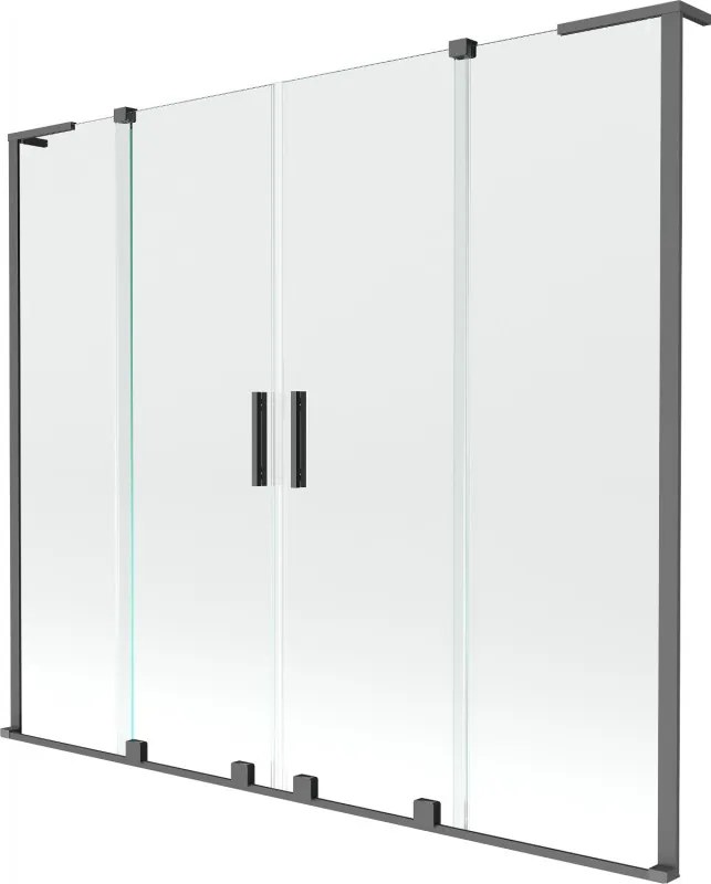 Mexen Velar L Duo, 2-křídlová posuvná vanová zástěna 200 x 150 cm, 8mm čiré sklo, grafitová, 896-200-003-02-95