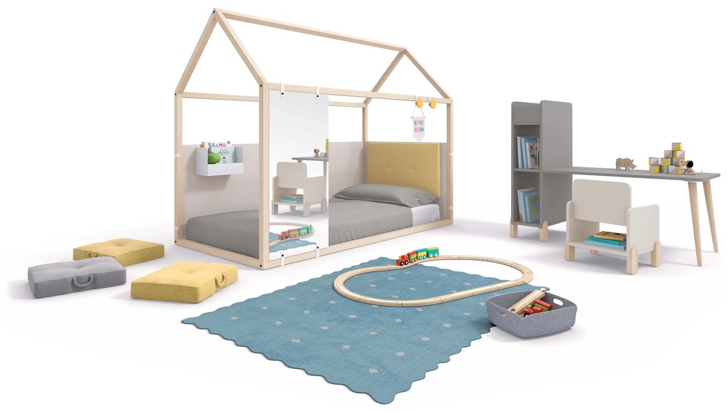 ROS1 Montessori Domečková postel barvy: Natural 140*70