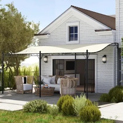 Outsunny 3 x 5 m pergola, flexibilní zahradní střecha s voděodolnou plachtou a kovovým rámem, poskytující stín, krémově bílá