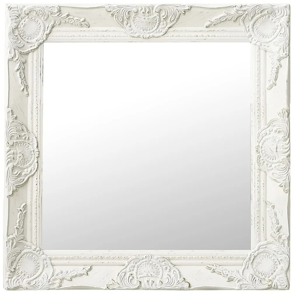 Nástěnné zrcadlo barokní styl 50 x 50 cm bílé 320312
