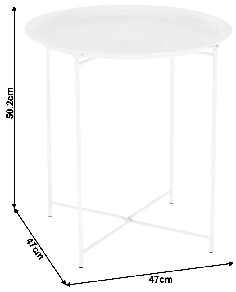Bílý příruční stolek RENDER s odnímatelným tácem