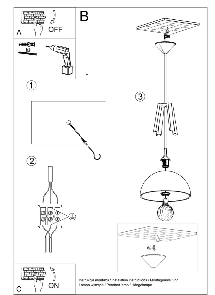 Sollux Lighting Závěsné svítidlo CASCO černé/bílé