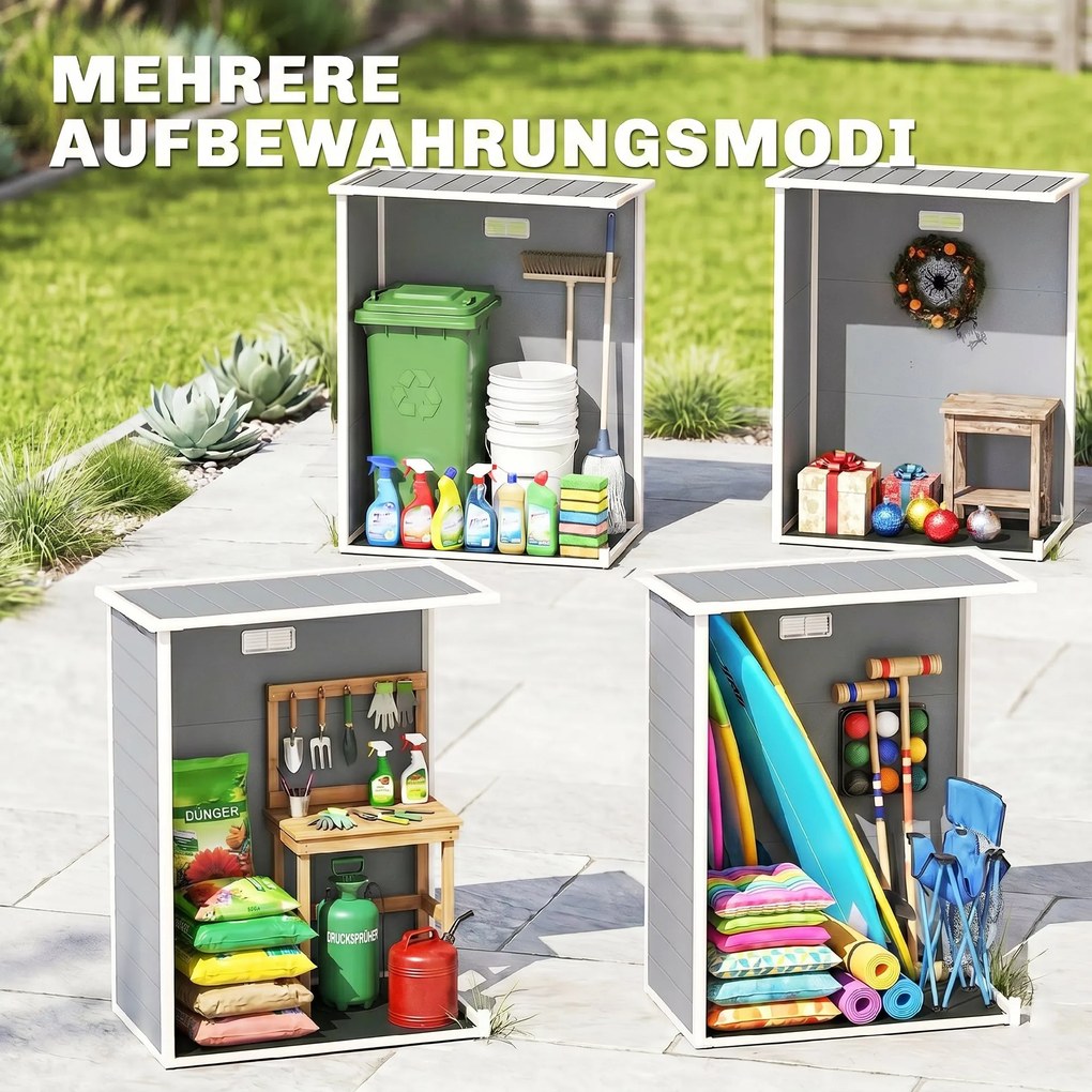 Zahradní kůlna Outsunny 1,14 m² - uzamykatelné dveře, ventilace a okno - rozměry 151D x 92Š x 193V cm - plast, šedá
