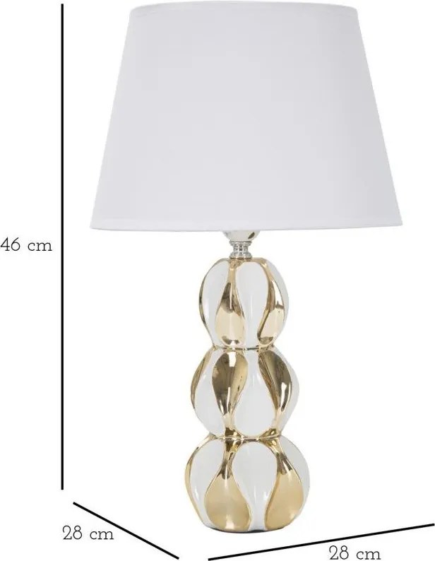 Bílá/ve zlaté barvě keramická stolní lampa s textilním stínidlem (výška 46 cm) Glam Balls – Mauro Ferretti