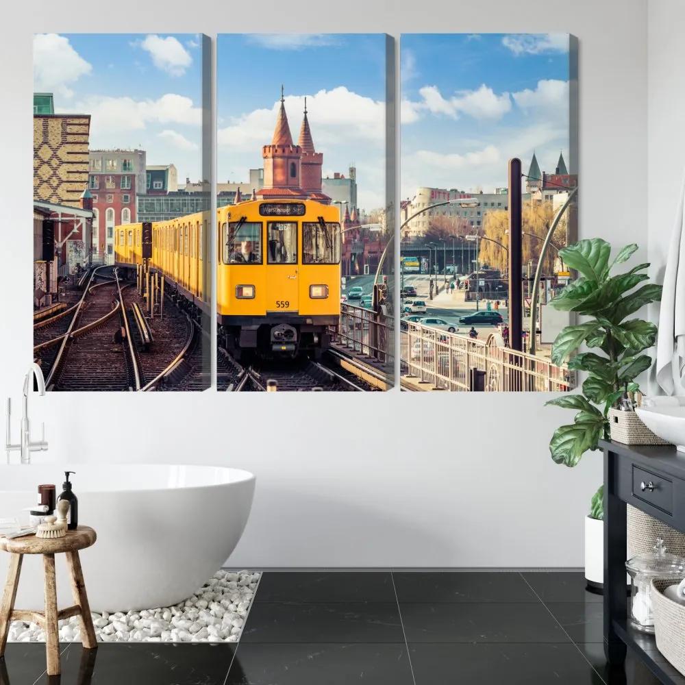 Vícedílný obraz Žlutý Vlak V Berlíně Na Železničních Tratích Nedostatek Nedostatek Plátno Canvas 60x40