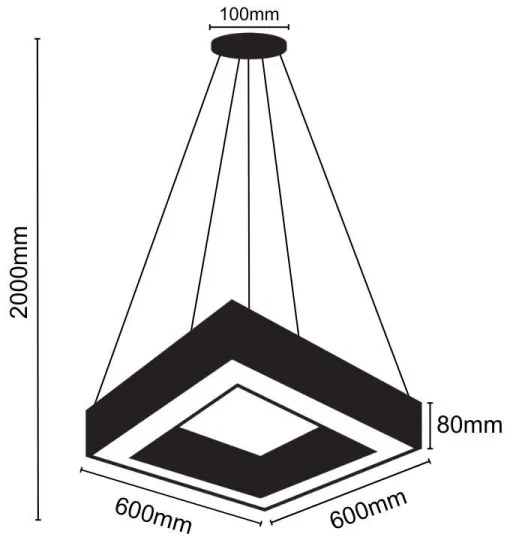 LED Lustr na lanku LED/40W/230V 4000K 60x60 cm