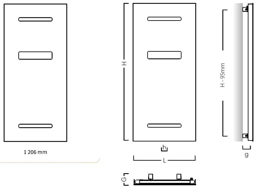 Instalprojekt Koupelnový radiátor SISI Barva radiátoru - Bílá, Povrch - Sklo bílé L04, Rozměr radiátoru - 551 × 1026 mm, výkon 431 W - RADSIS50120E344