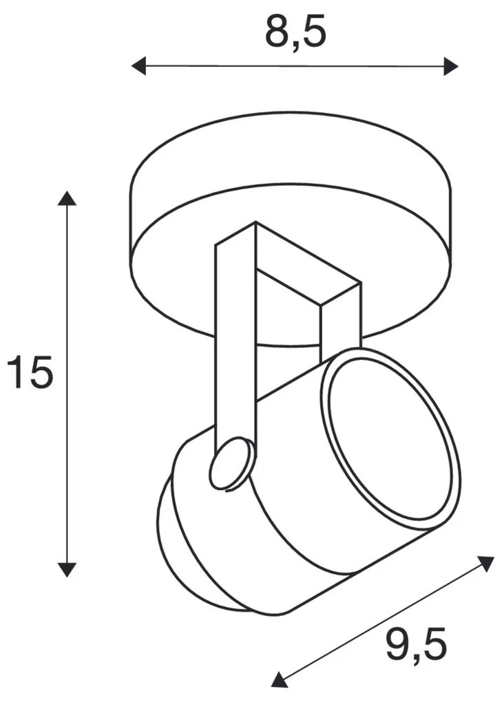 SLV 132020 Spot 79, nástěnné/stropní svítidlo, 1x GU10 max. 50 W, černé, průměr 8,5cm