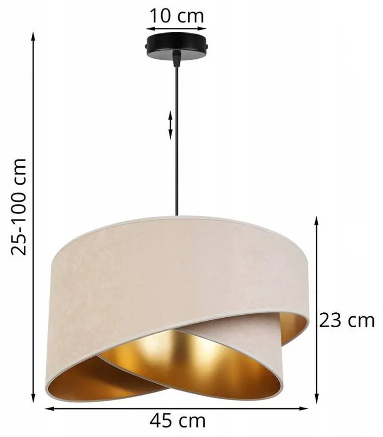 Závěsné svítidlo Mediolan, 1x krémové/zlaté textilní stínítko, (výběr ze 2 barev konstrukce)