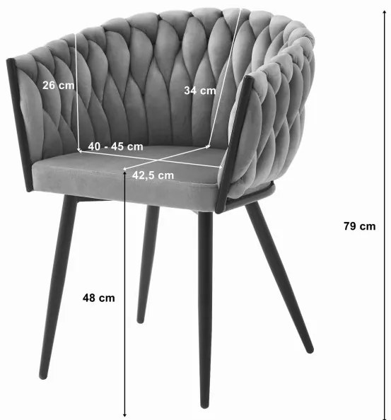 Set dvou jídelních židlí ORION sametové černé (2ks)