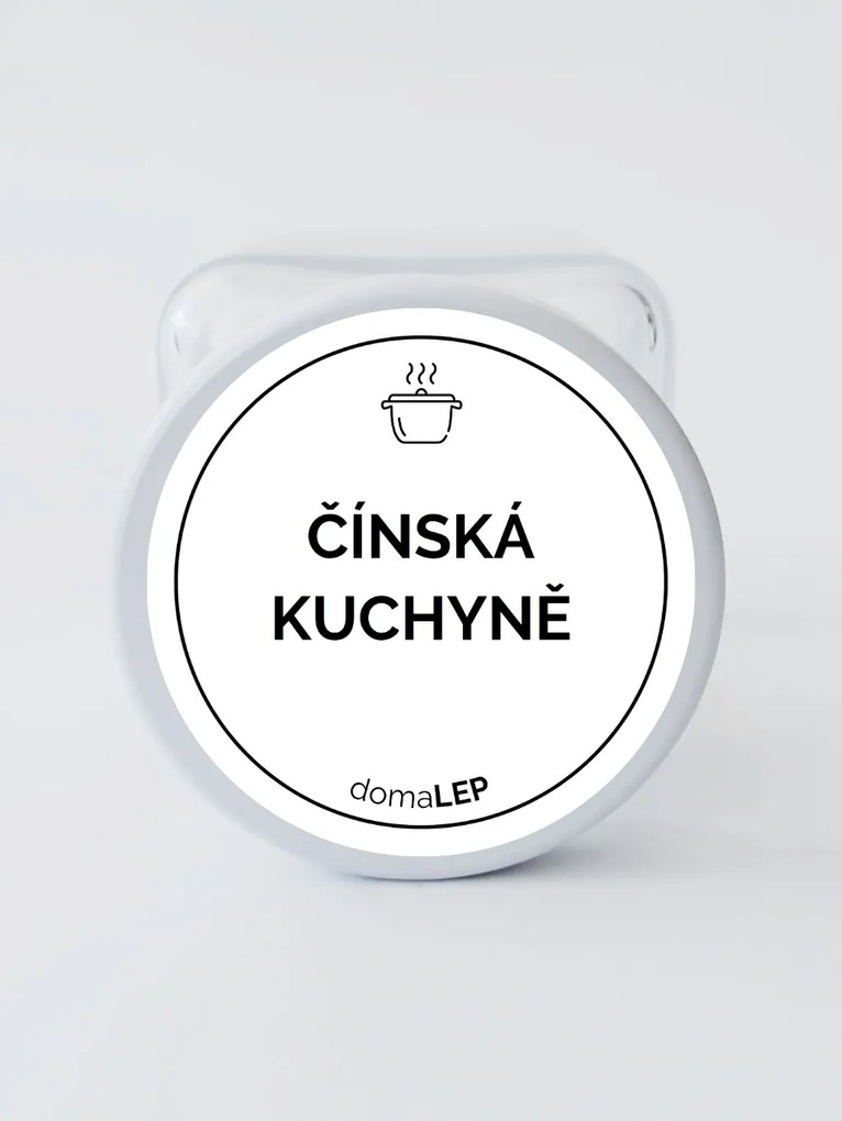 Samolepka na kořenky ČÍNSKÁ KUCHYNĚ bílá 5 cm tučné písmo