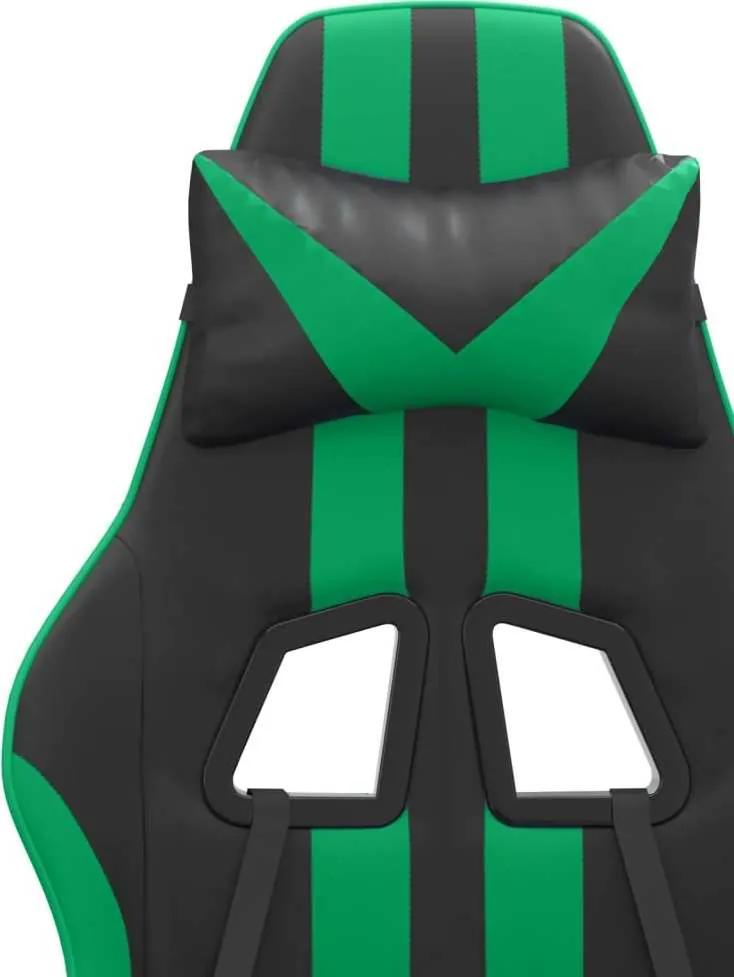 vidaXL Otočná herní židle umělá kůže [349522] Barva: Černo-zelená