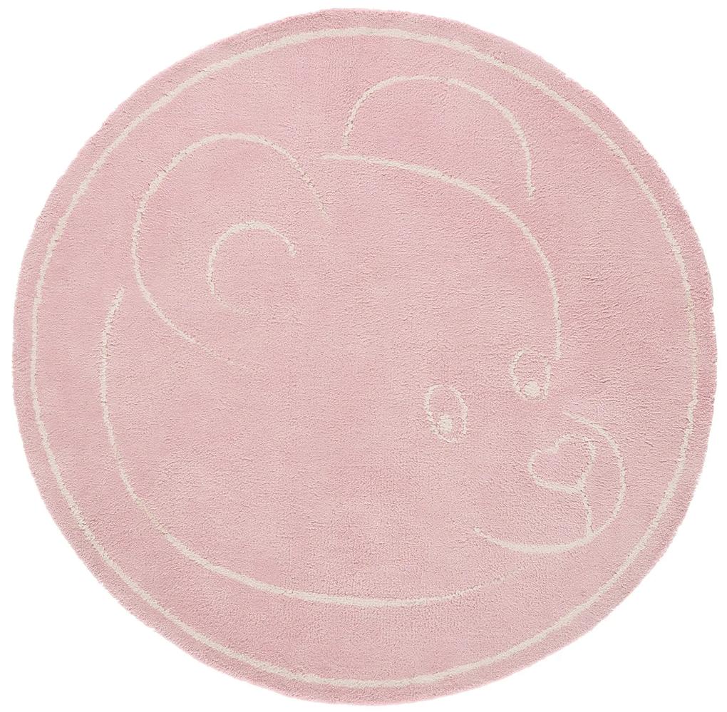 Bighome - Koberec TEDDY Bear Round 100x100cm - ružová