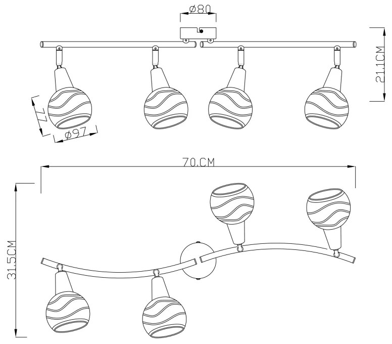 GLOBO ELLIOTT 54341-4 Stropní svítidlo