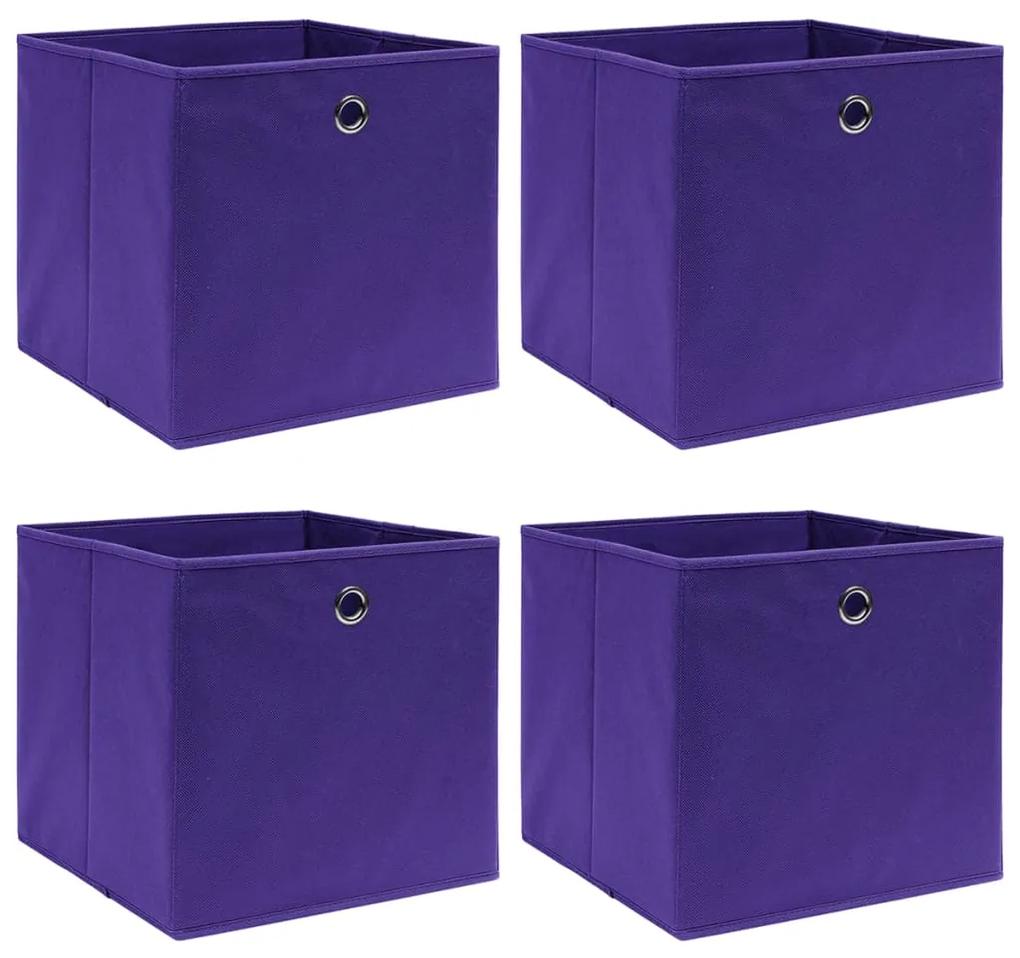 Úložné boxy 4 ks netkaná textilie 28 x 28 x 28 cm fialové - Default Title