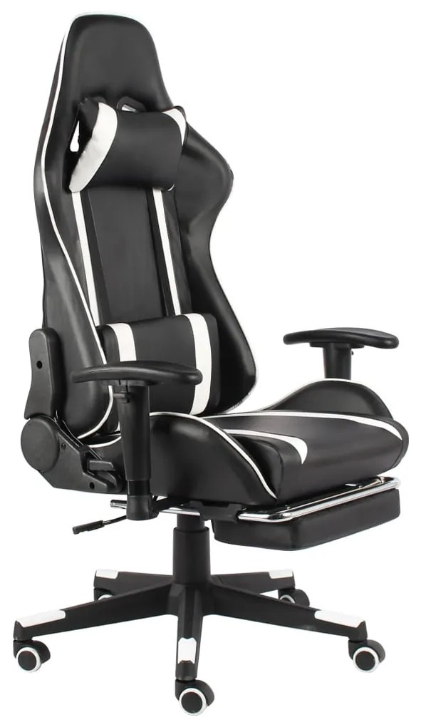 20488 vidaXL Otočná herní židle s podnožkou bílá PVC
