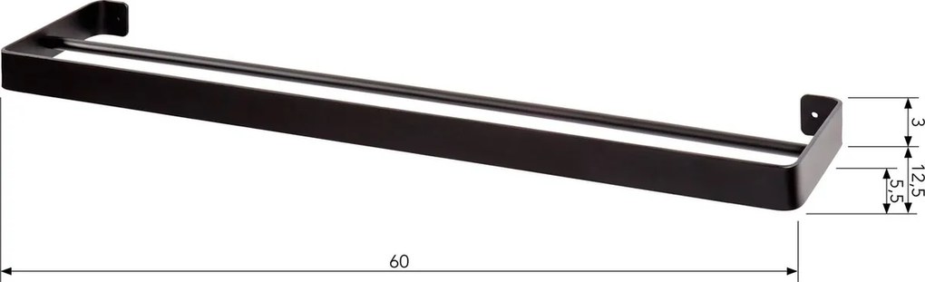 Nástěnný věšák na ručníky HANDY 60x12,5 cm, černý