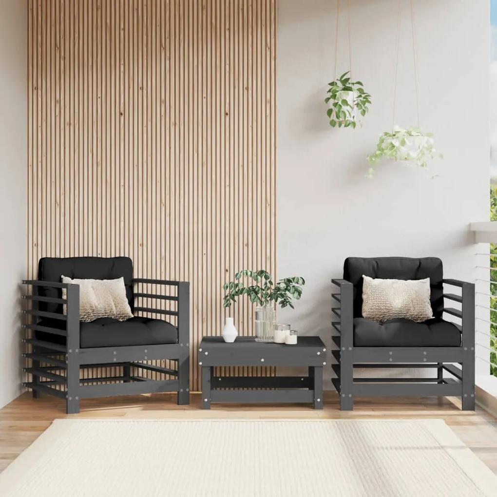 Zahradní židle 2 ks šedé masivní borové dřevo - Default Title