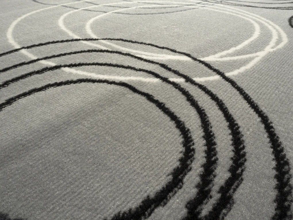 Alfa Carpets, Kusový koberec Circles grey, 190x280, šedá, chodba / předsíň