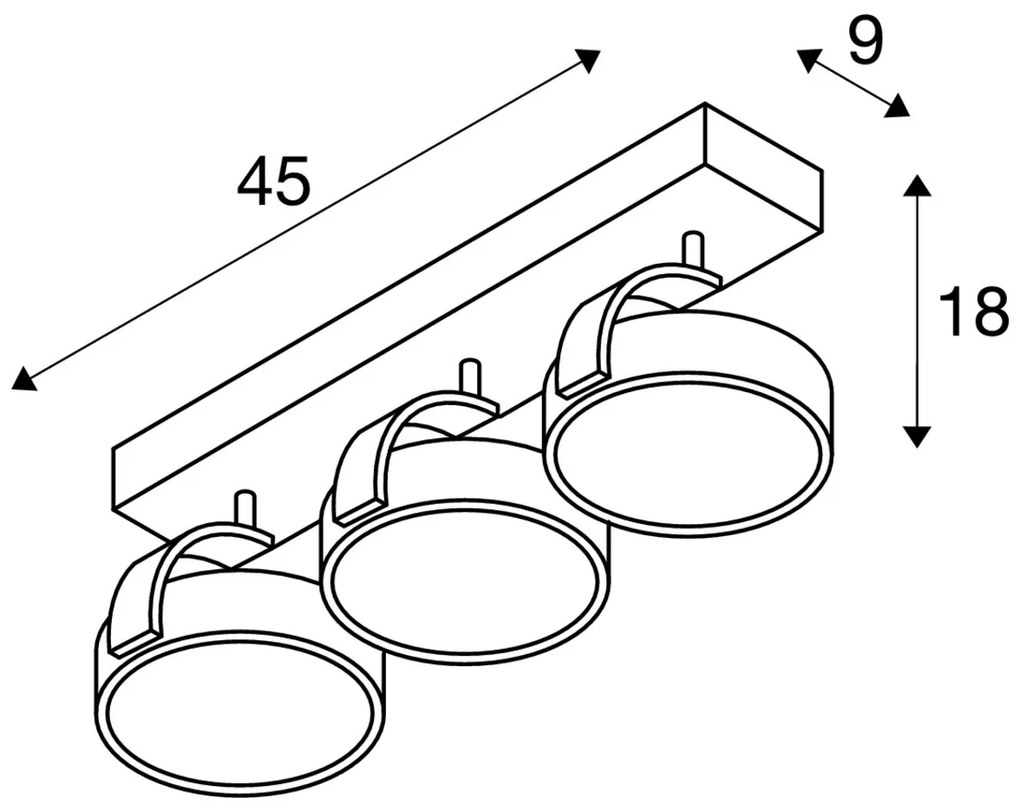 SLV 147326 Kalu, stropní otočná bodovka 3xGU10, kartáčovaný hliník, délka 45cm