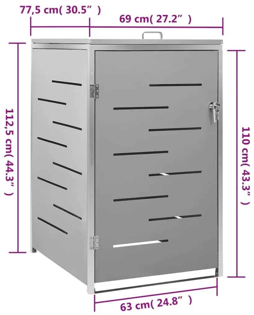 vidaXL Marketos Přístřešek na popelnici 69 x 77,5 x 112,5 cm nerezová ocel