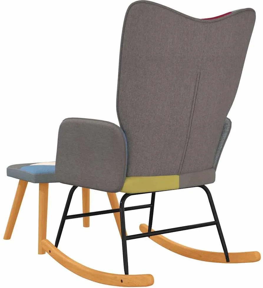 Houpací křeslo se stoličkou patchwork textil 328192