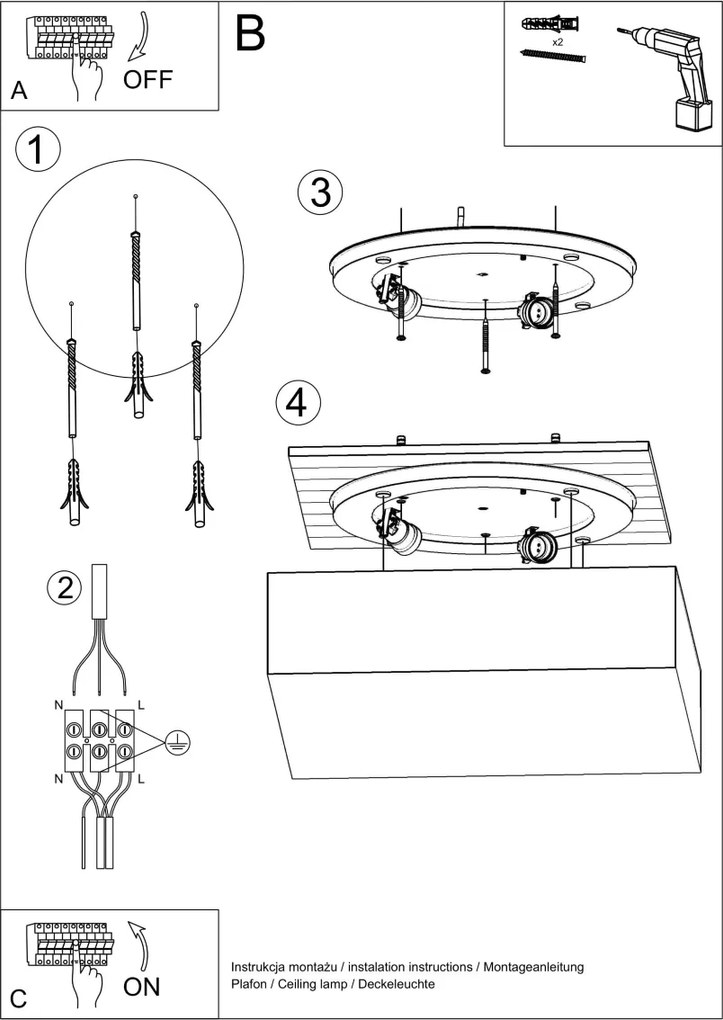Stropní svítidlo Horus, 1x šedé plastové stínítko, (bílý plast), (55 cm)