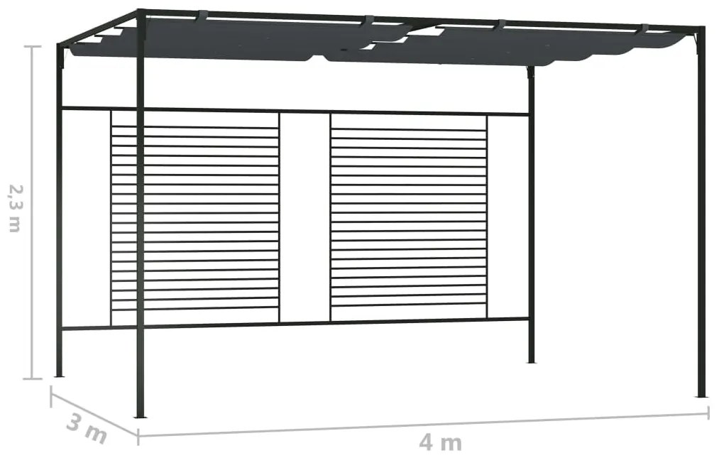 vidaXL Marketos Altán se zatahovací střechou 4x3x2,3 m antracitový 180 g/m²